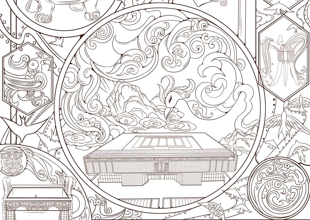 殷墟博物馆简笔画,博物馆的简笔画简单_大山谷图库